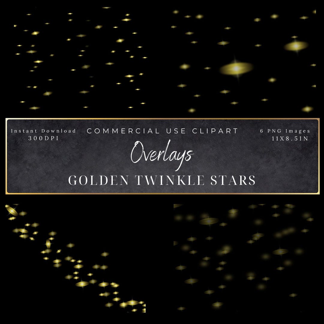 Gold Twinkle Star Overlays- PNG- Clipart Texture - 300DPI Transparent ...