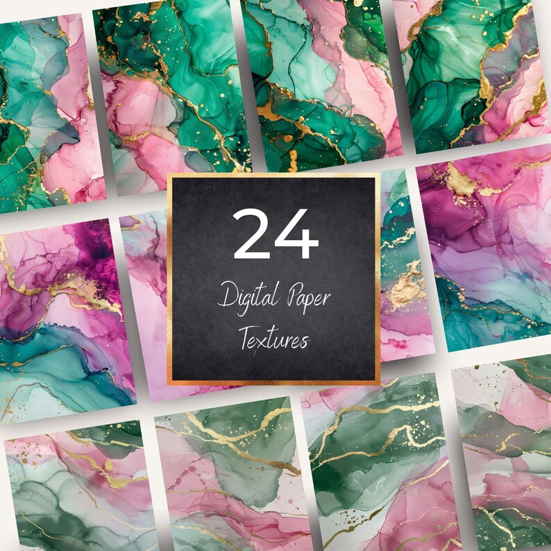 Green and Pink Digital Papers-backgrounds-paper Craft Supplies ...