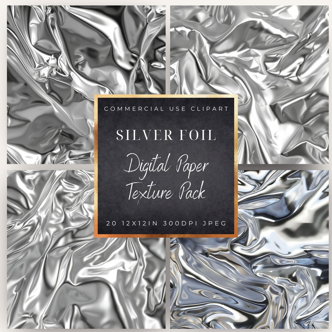 Silver Foil Digital Paper Texture Clipart-overlays -commercial Use ...