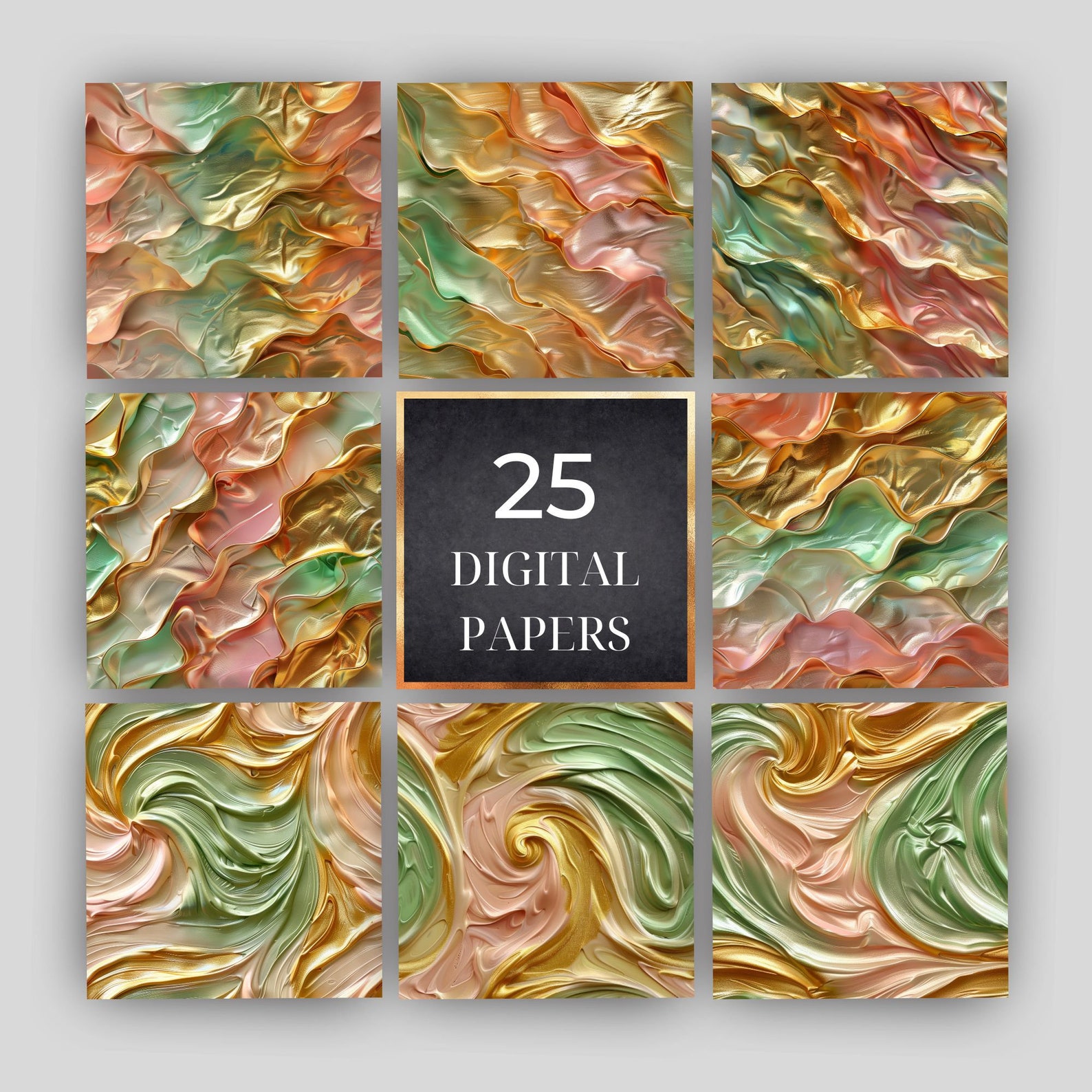 Sage and Pink Digital Papers Seamless-metallic Marble Textures ...