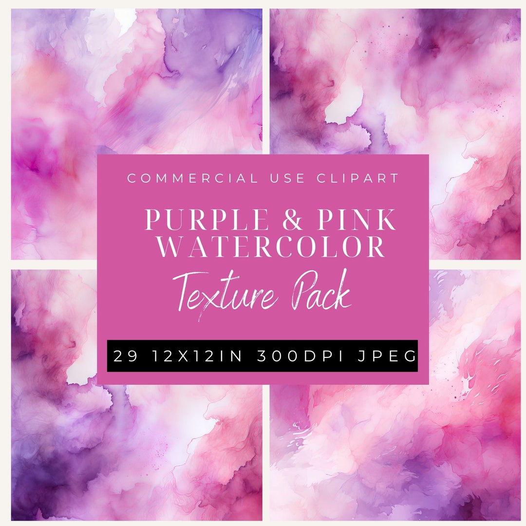 Purple And Pink Watercolor Texture Digital Paper Clipart Jpeg Commercial