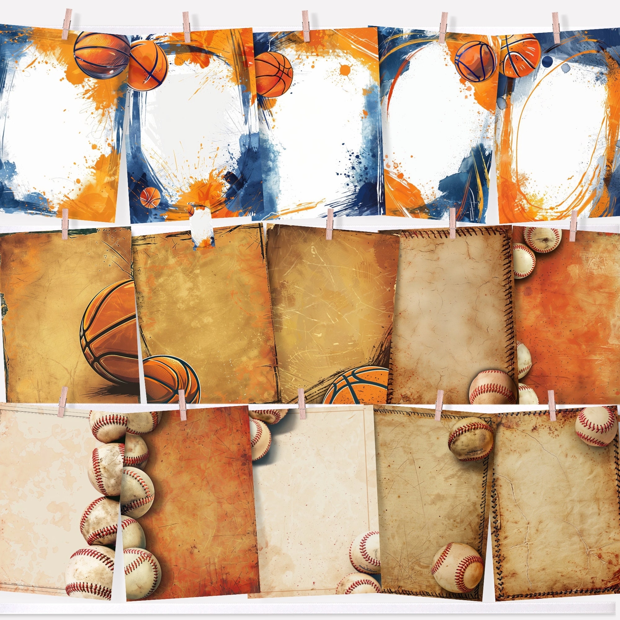 5x7 Sports Background Frame Clipart, Digital Backgrounds, Basketball ...