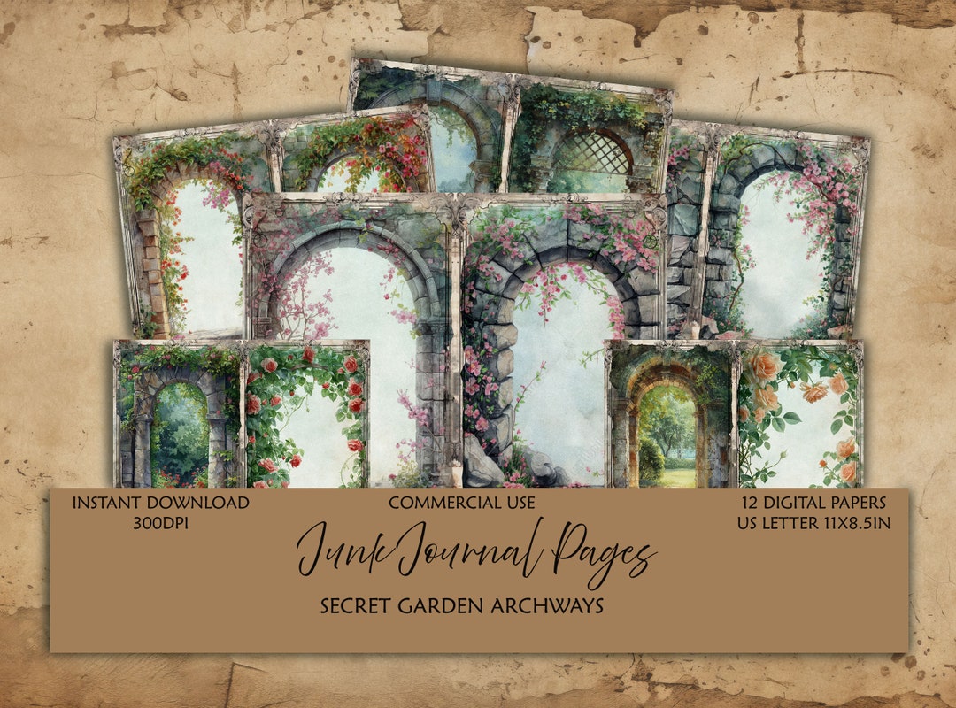 Secret Garden Junk Journal Digital Paper-arches-archways-commercial Use ...