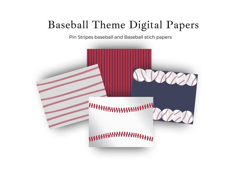Baseball Theme Digital Paper Clipart-stiches-pin Stripes Pattern ...