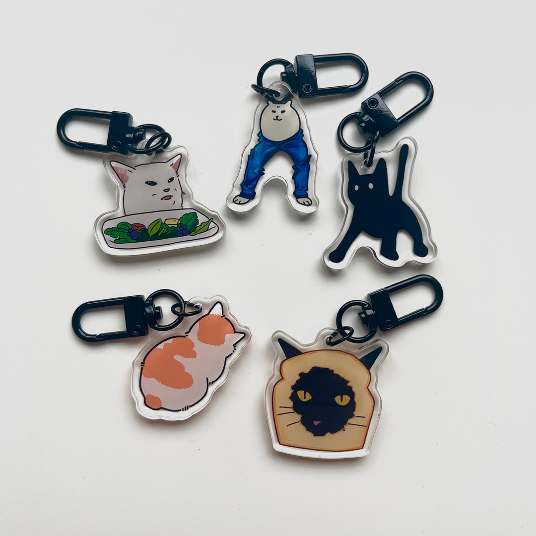 Cursed Meme Cat Acrylic Keychain - Etsy