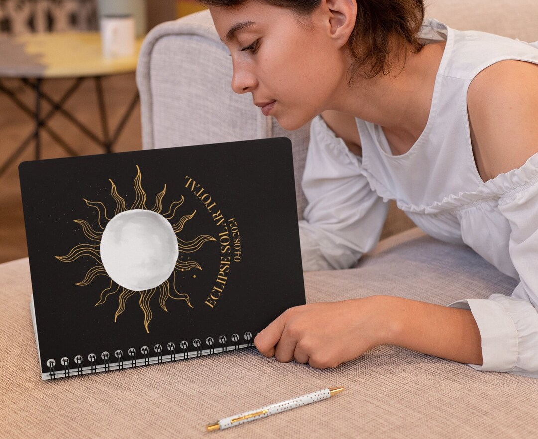 Solar Eclipse 2024 Spiral Notebook, Solar Eclipse 2024 Gift, Sun Moon ...