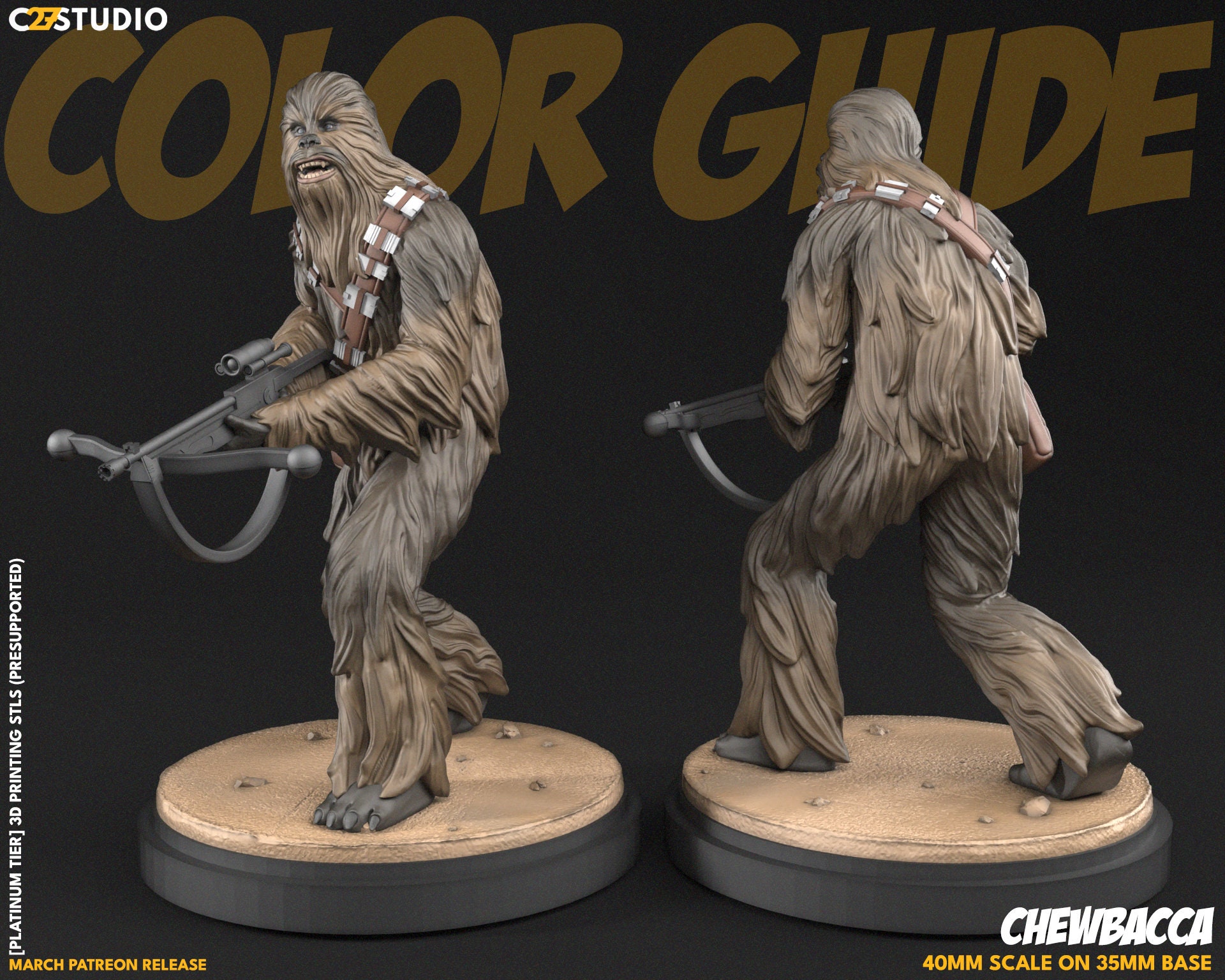 Chewbacca Star Wars Fan Art Shatterpoint Legion 3d Printed Tabletop RPG ...