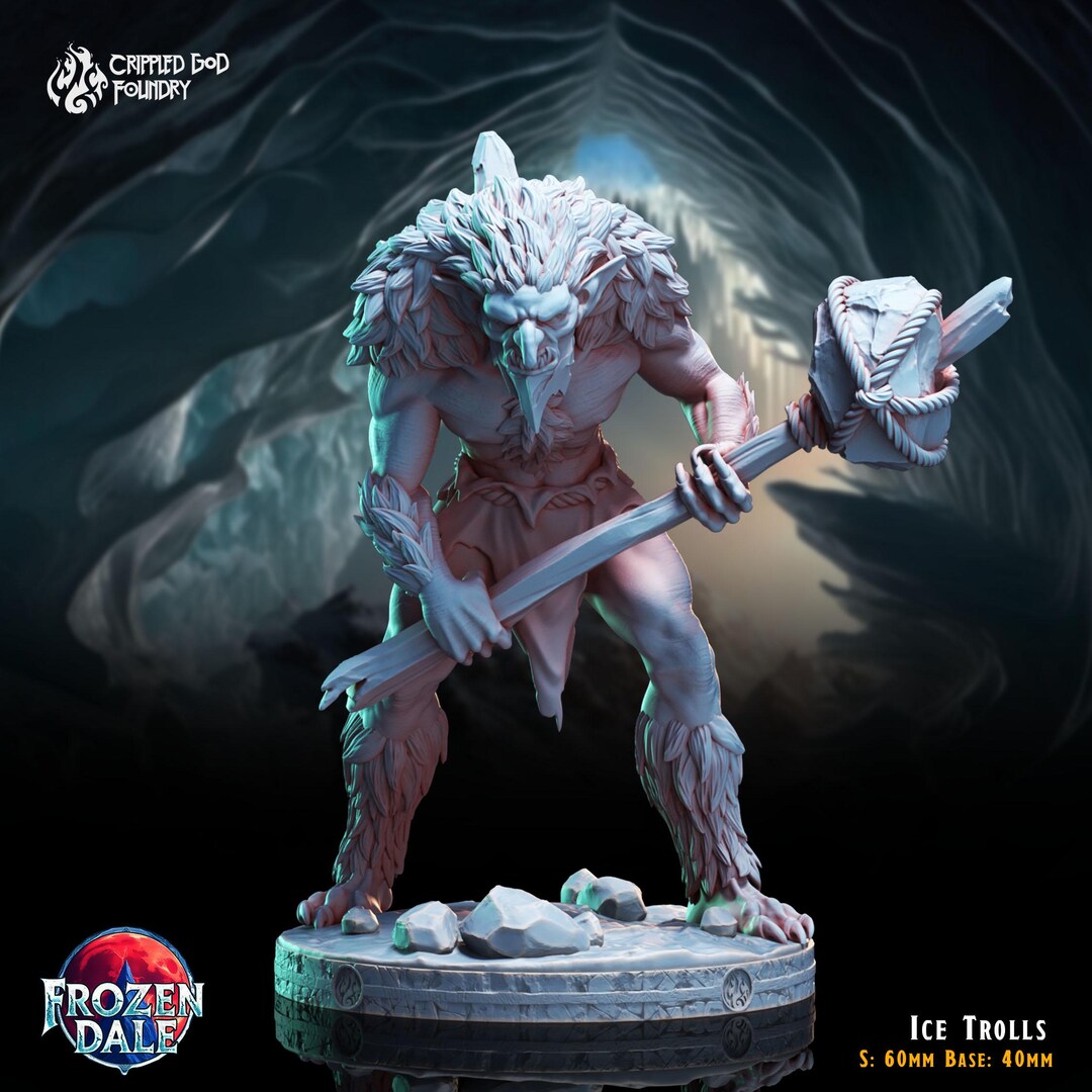 Ice Troll Hammer Version 3d Printed Tabletop RPG Skirmish Miniature - Etsy