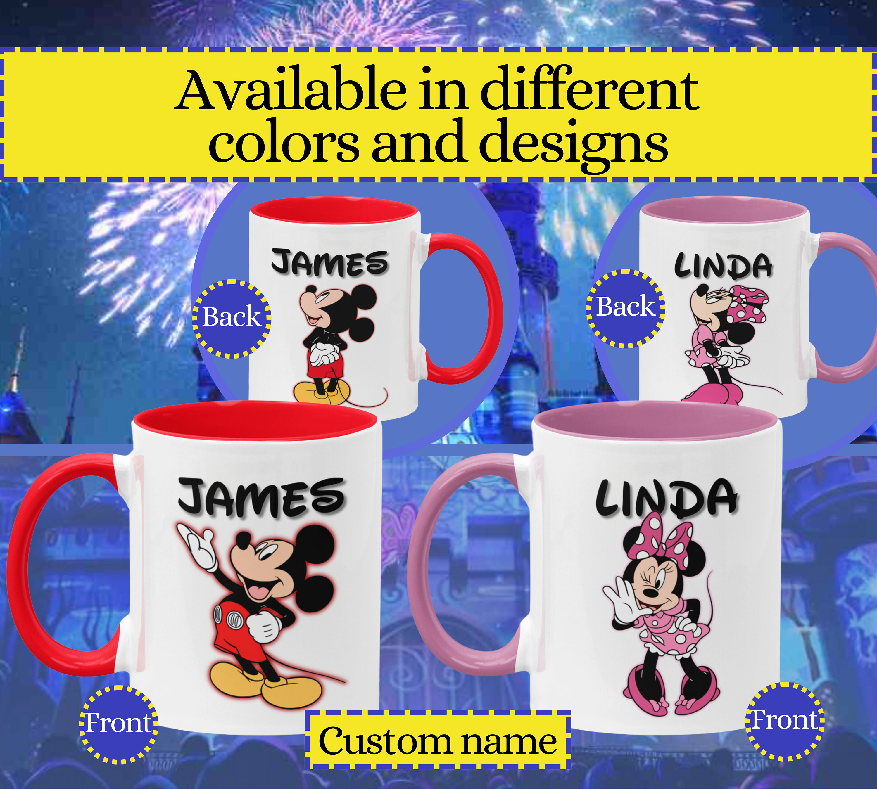 Custom Mickey and Minnie Mugs Personalized Disney Gift for All Ages ...