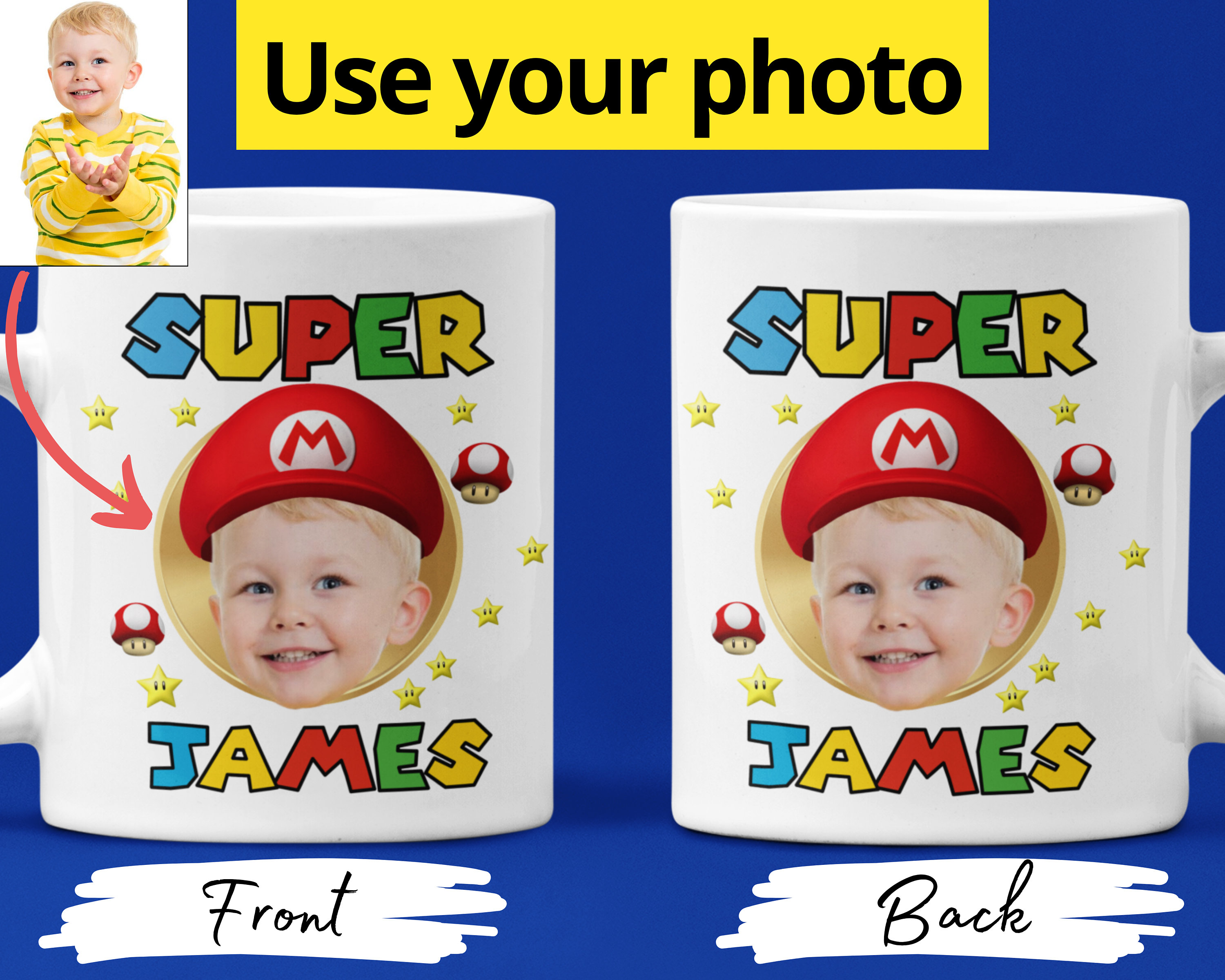 Super Mario Bros Mug, Custom Photo Mug, Personalized Name Cup, Custom ...