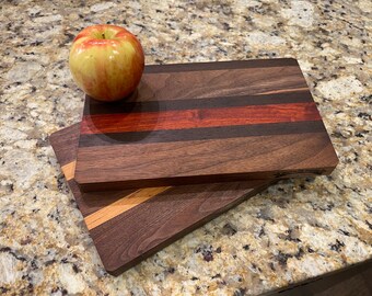 Wood Cutting Board, Random Layout, Walnut, Cherry & Ambrosia Maple Wood ...