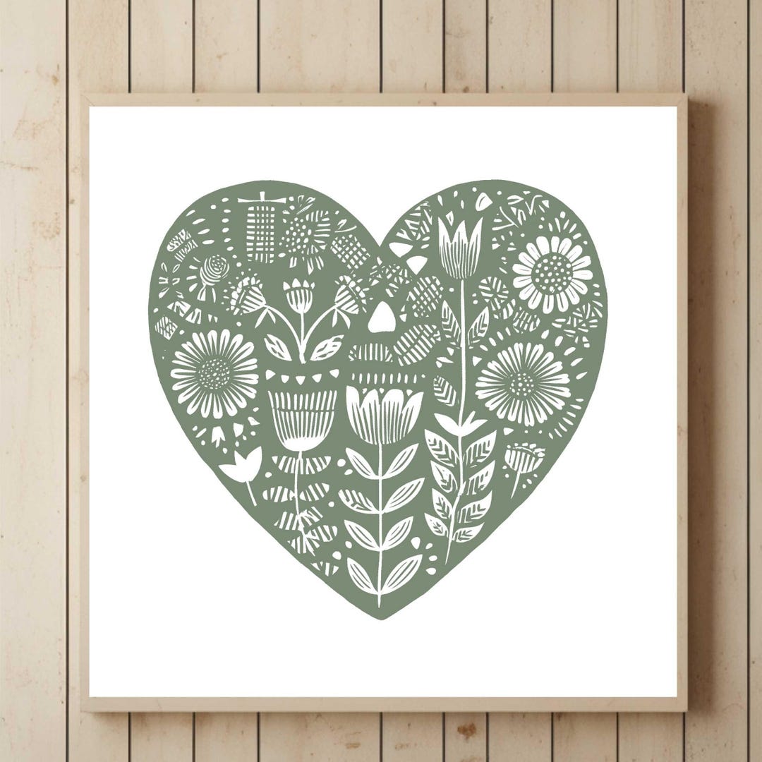 Scottish Heart Linocut Print #3 – 3 Colour Set | Digital Download - Etsy