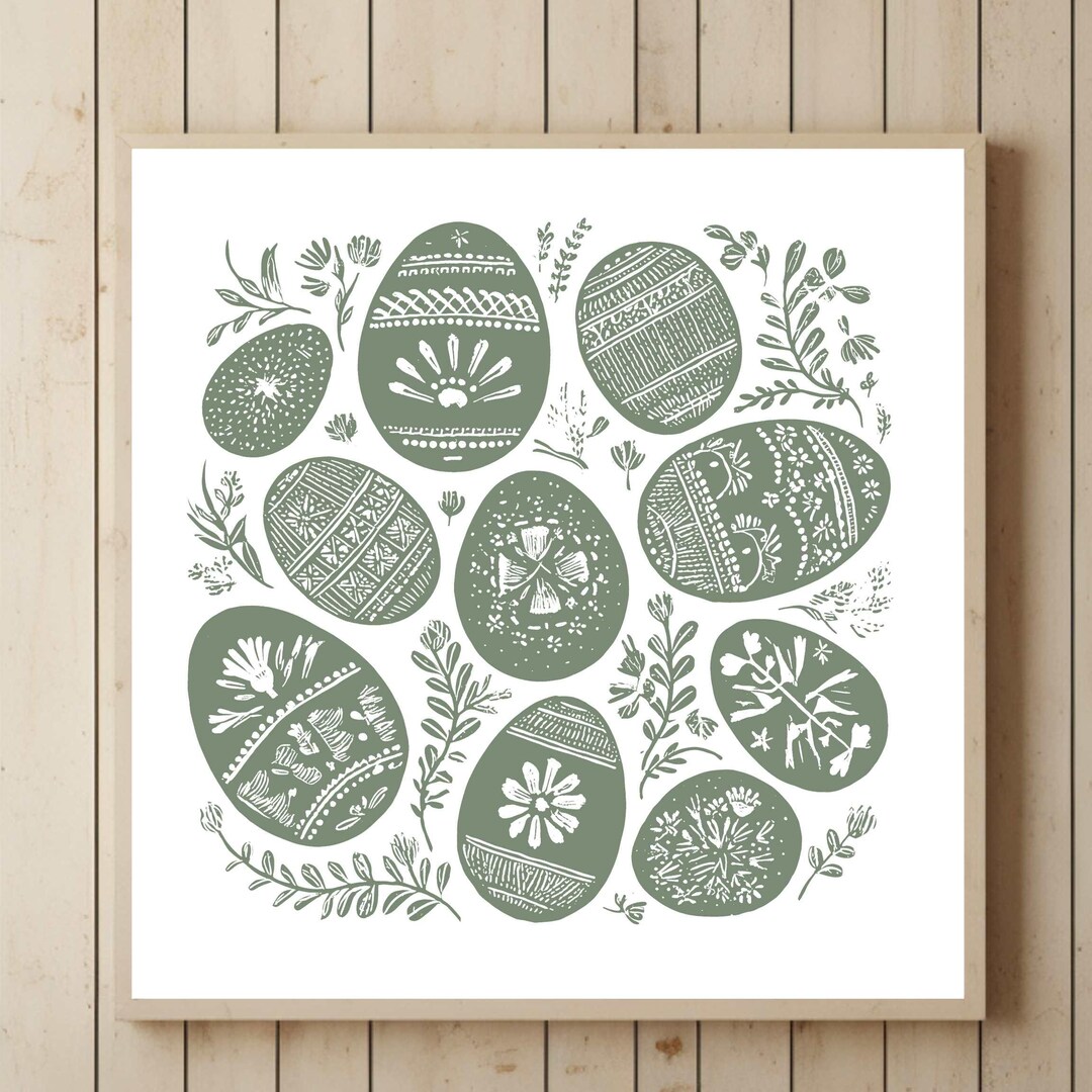 Scottish Easter Eggs Linocut Print – 3 Colour Set | Digital Download - Etsy