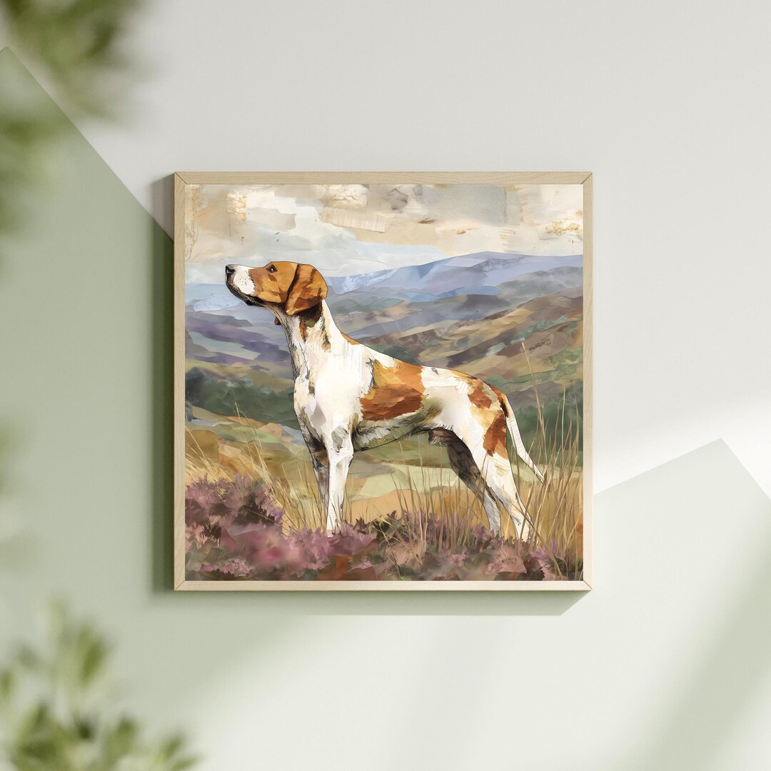 English Pointer – Scottish Hunting Dog Wall Art – Watercolor Collage ...