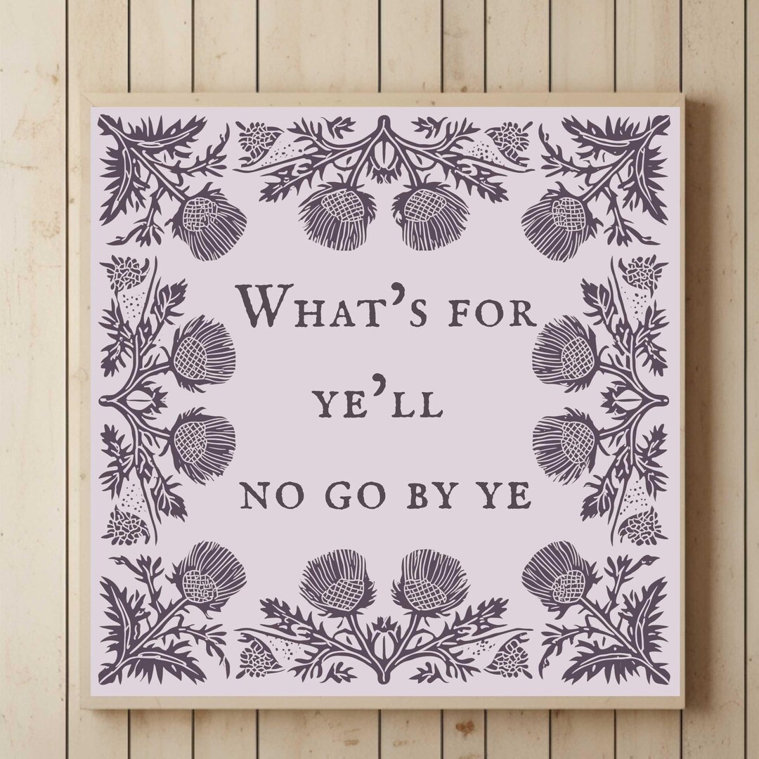 Scottish Folk Art Print – Highland Saying, Linocut Style (digital ...