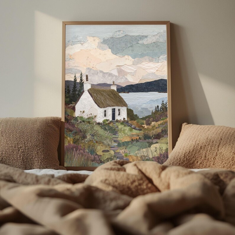 Scottish Croft Cottage Watercolour Collage Matte Vertical Poster - Etsy