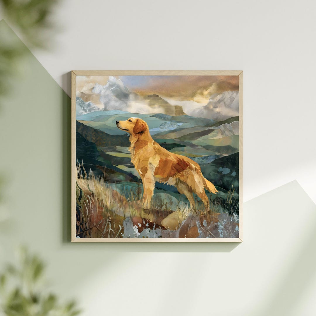 Golden Retriever – Scottish Hunting Dog Wall Art – Watercolor Collage ...