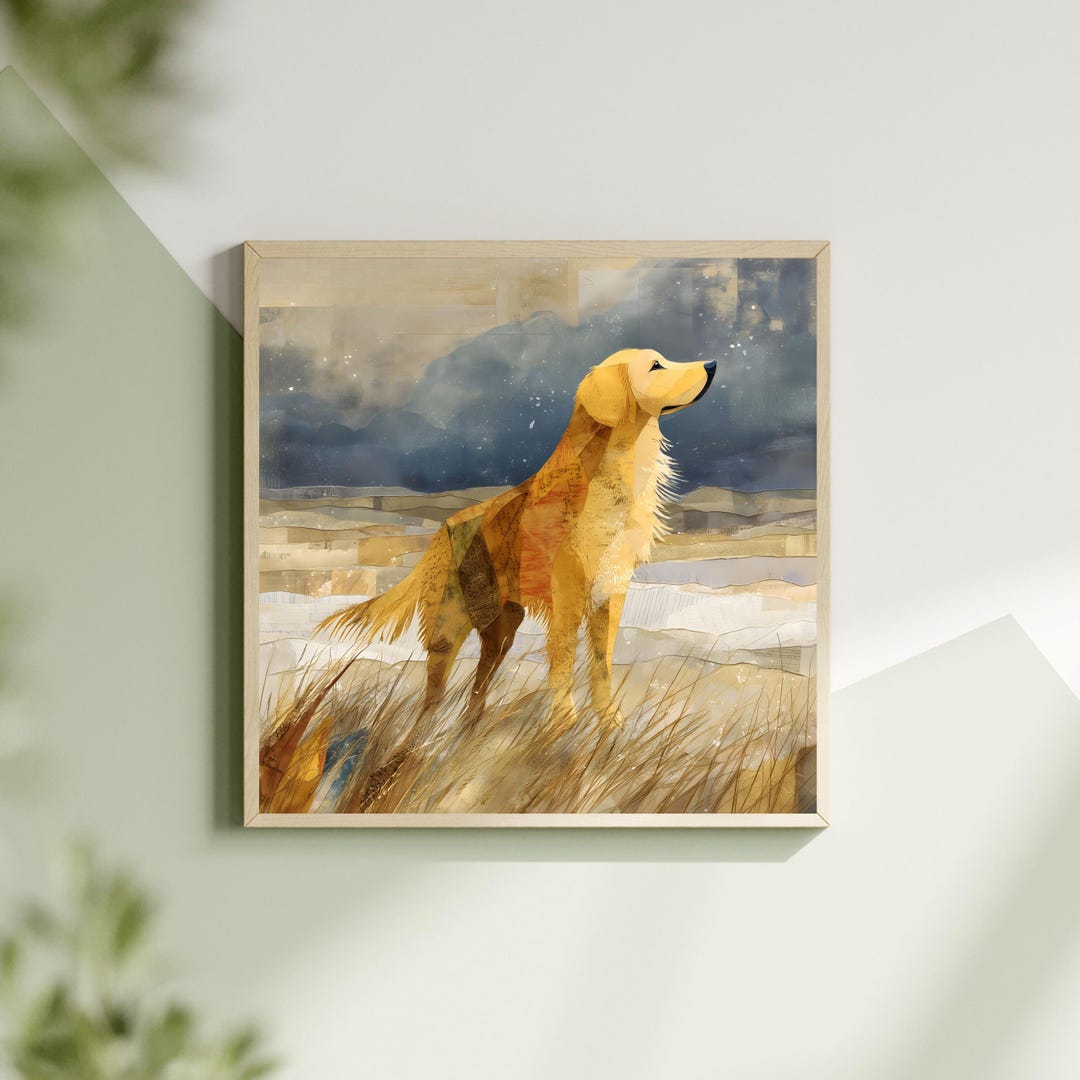 Golden Retriever – Scottish Hunting Dog Wall Art – Watercolor Collage ...
