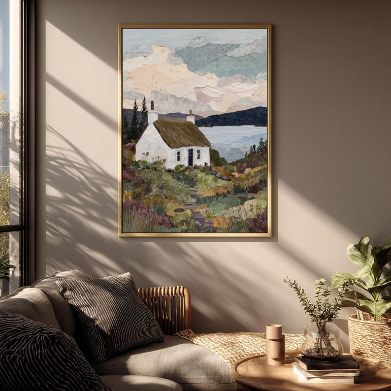 Scottish Croft Cottage Watercolour Collage Matte Vertical Poster - Etsy