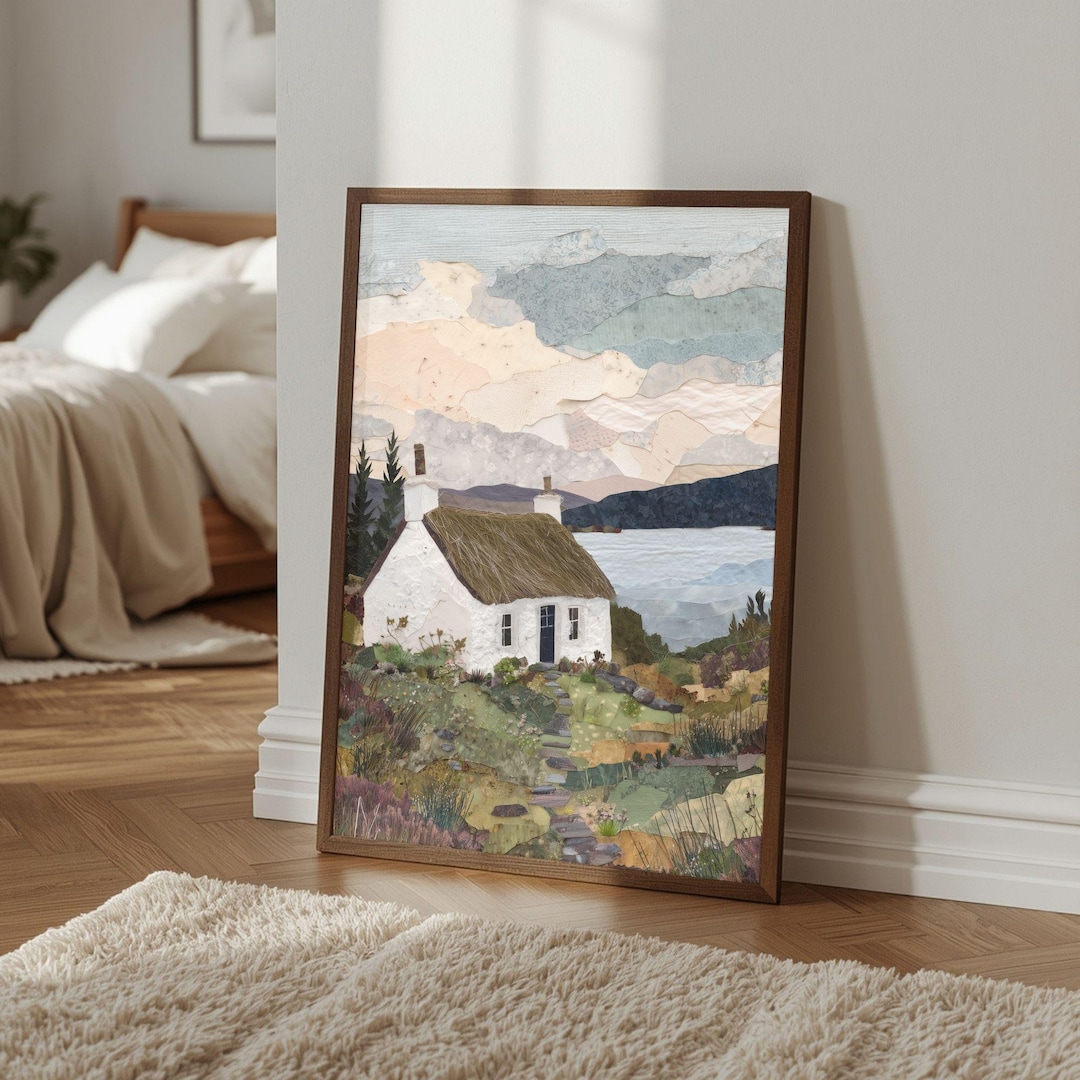 Scottish Croft Cottage Watercolour Collage Matte Vertical Poster - Etsy