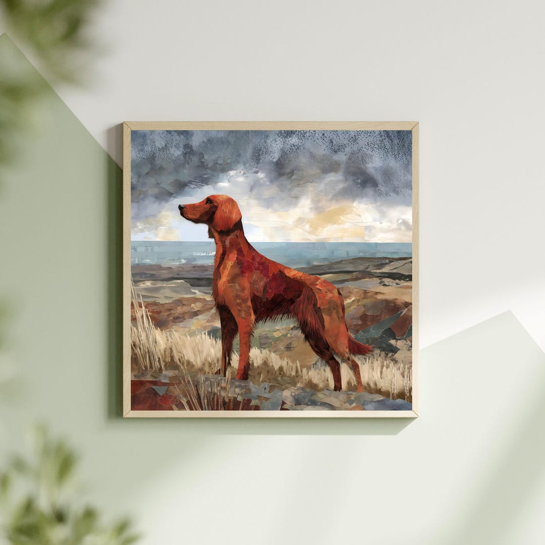 Irish Setter – Scottish Hunting Dog Wall Art – Watercolor Collage Style ...