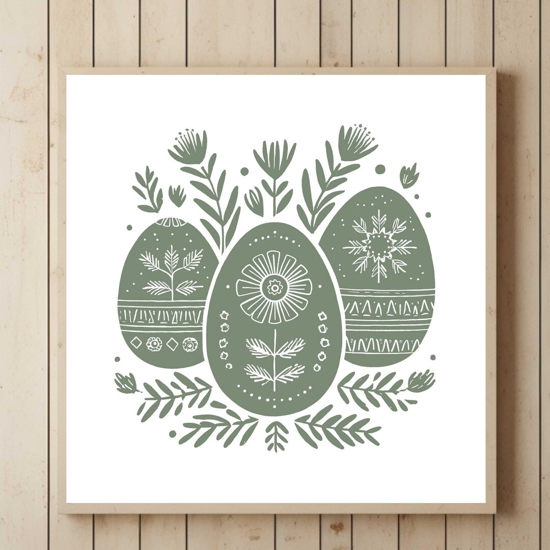 Scottish Easter Egg Trio Linocut Print – 3 Colour Set | Digital ...