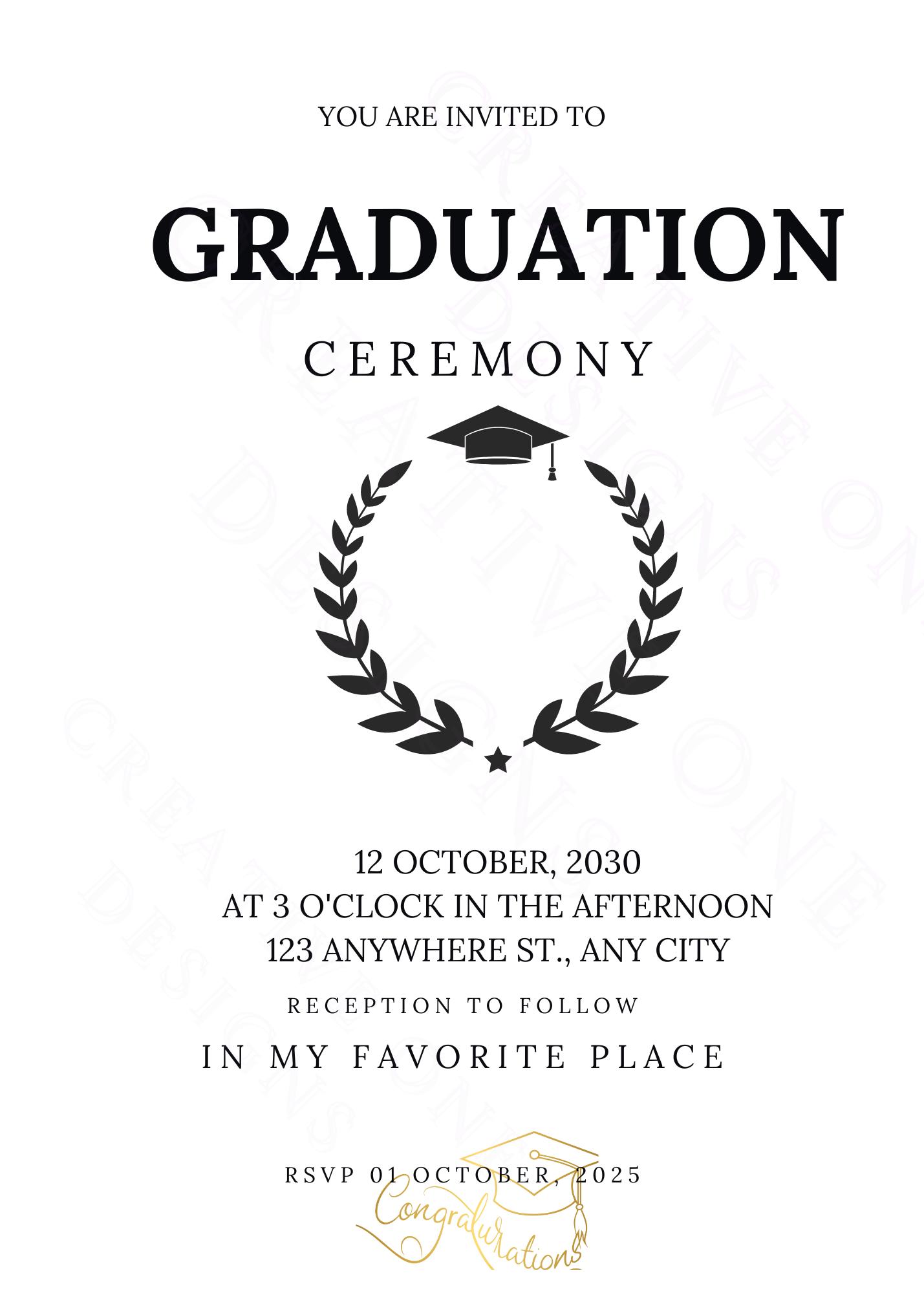 Editable Black and White Graduation Template - Customizable Canva ...