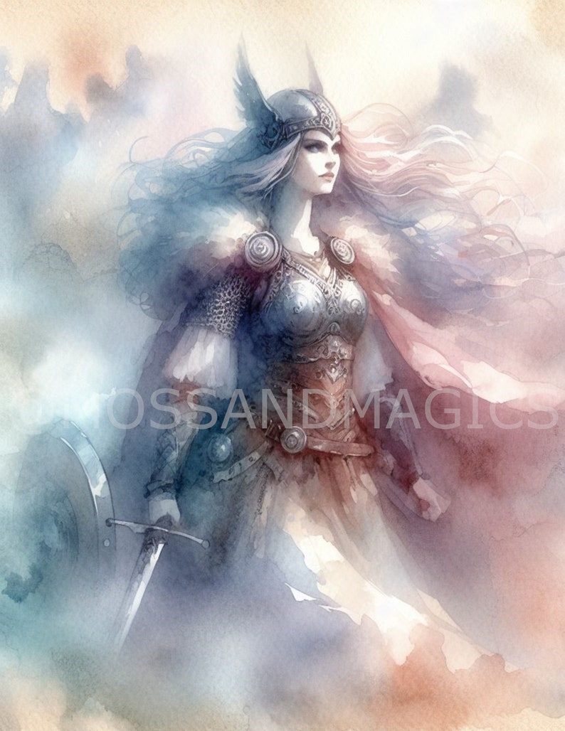 Medieval Valkyrie Warrior Viking ,dark Fantasy Misty Fog Full Moon ...