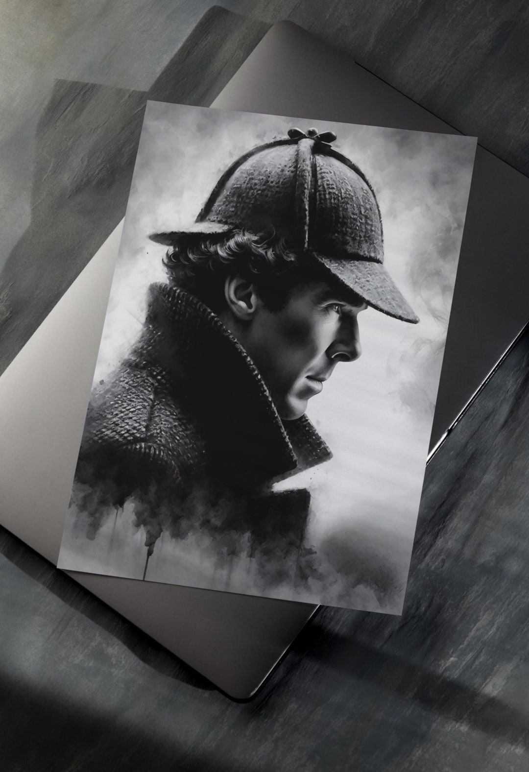 Sherlock Holmes Benedict Black & White Detective Hat Side Profile ...