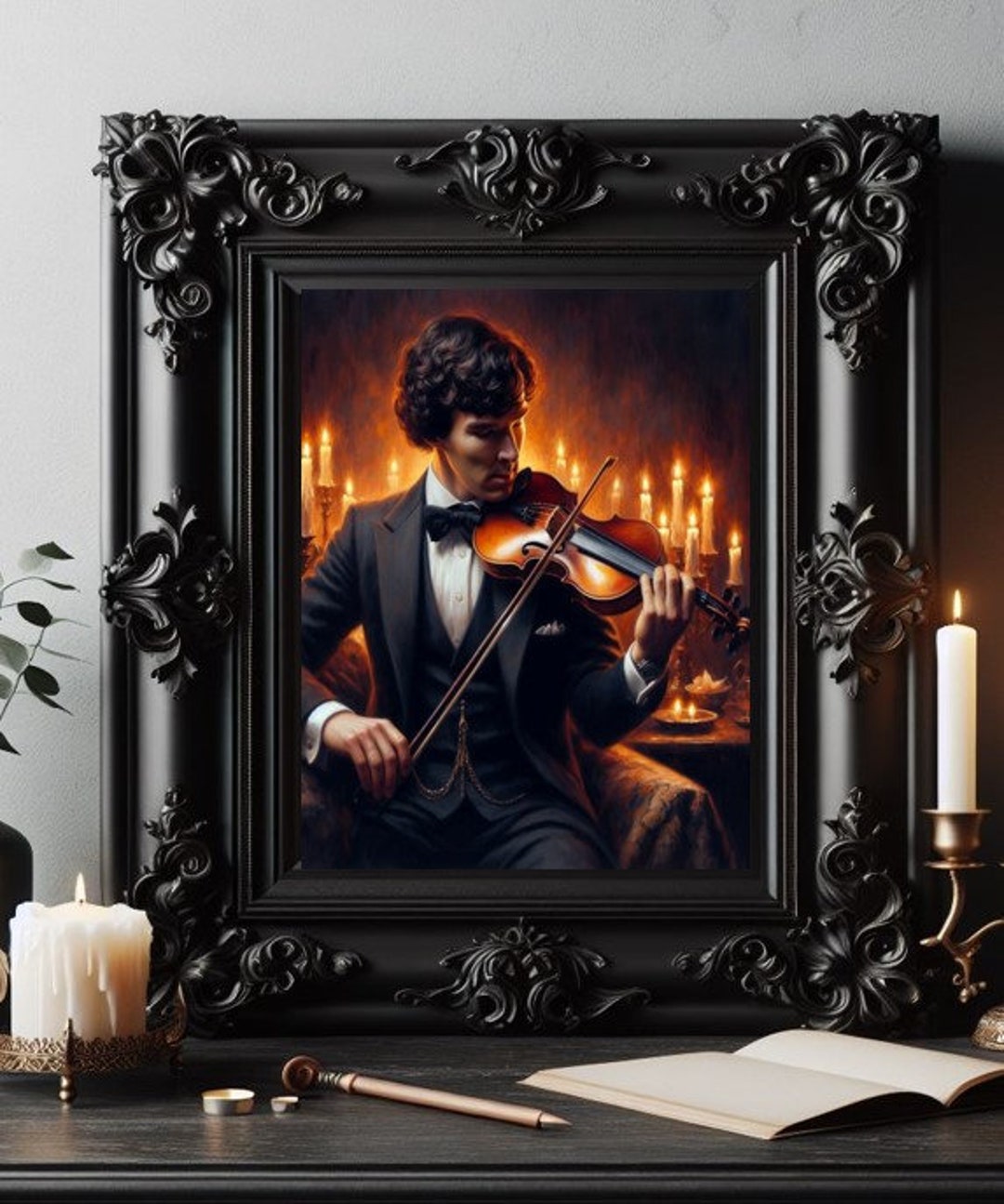 Sherlock Holmes Benedict Cumberbatch Playing Violin in a Tuxedo Suit ...
