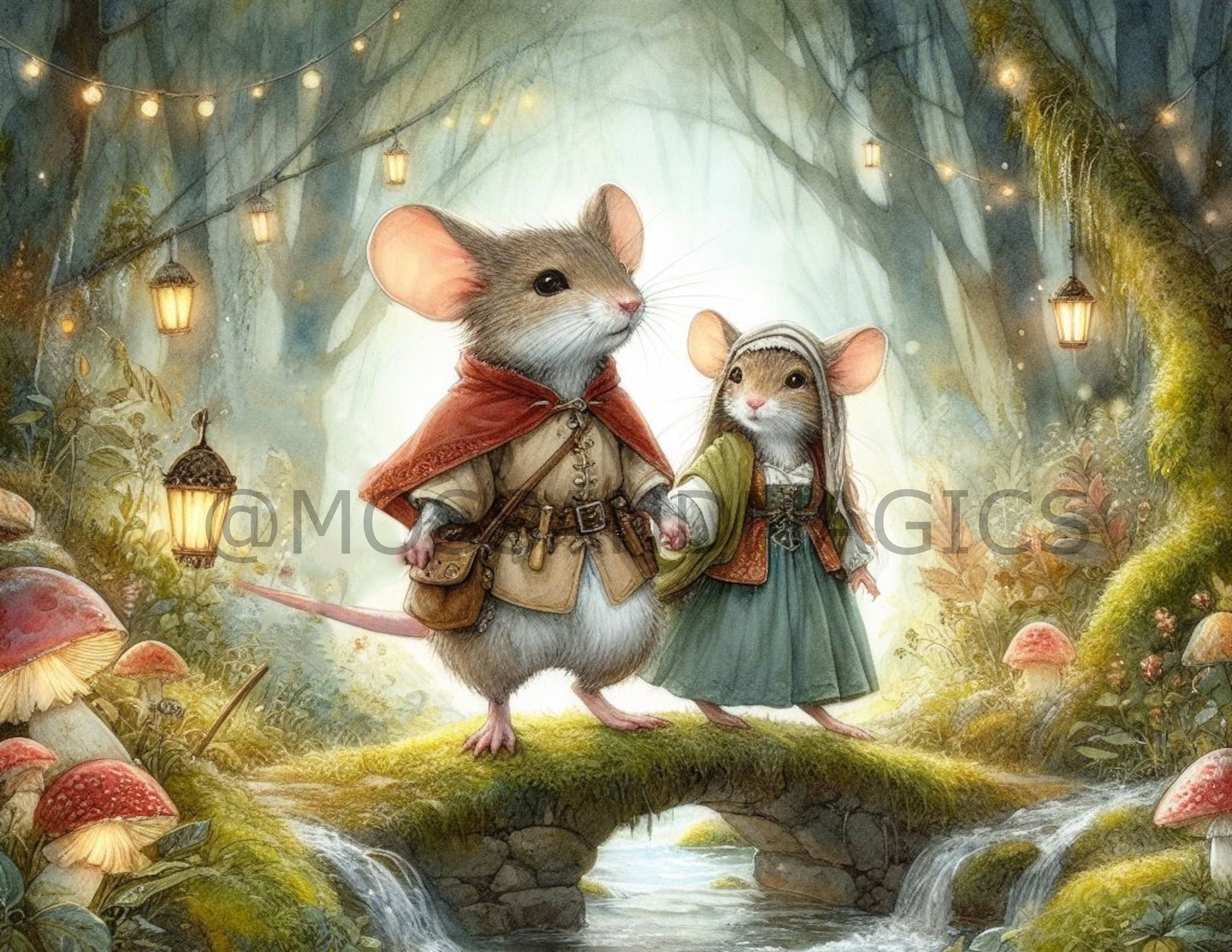 Magical Forest Adventure Field Mouse, Mice, Lantern Bridge, Woodland ...