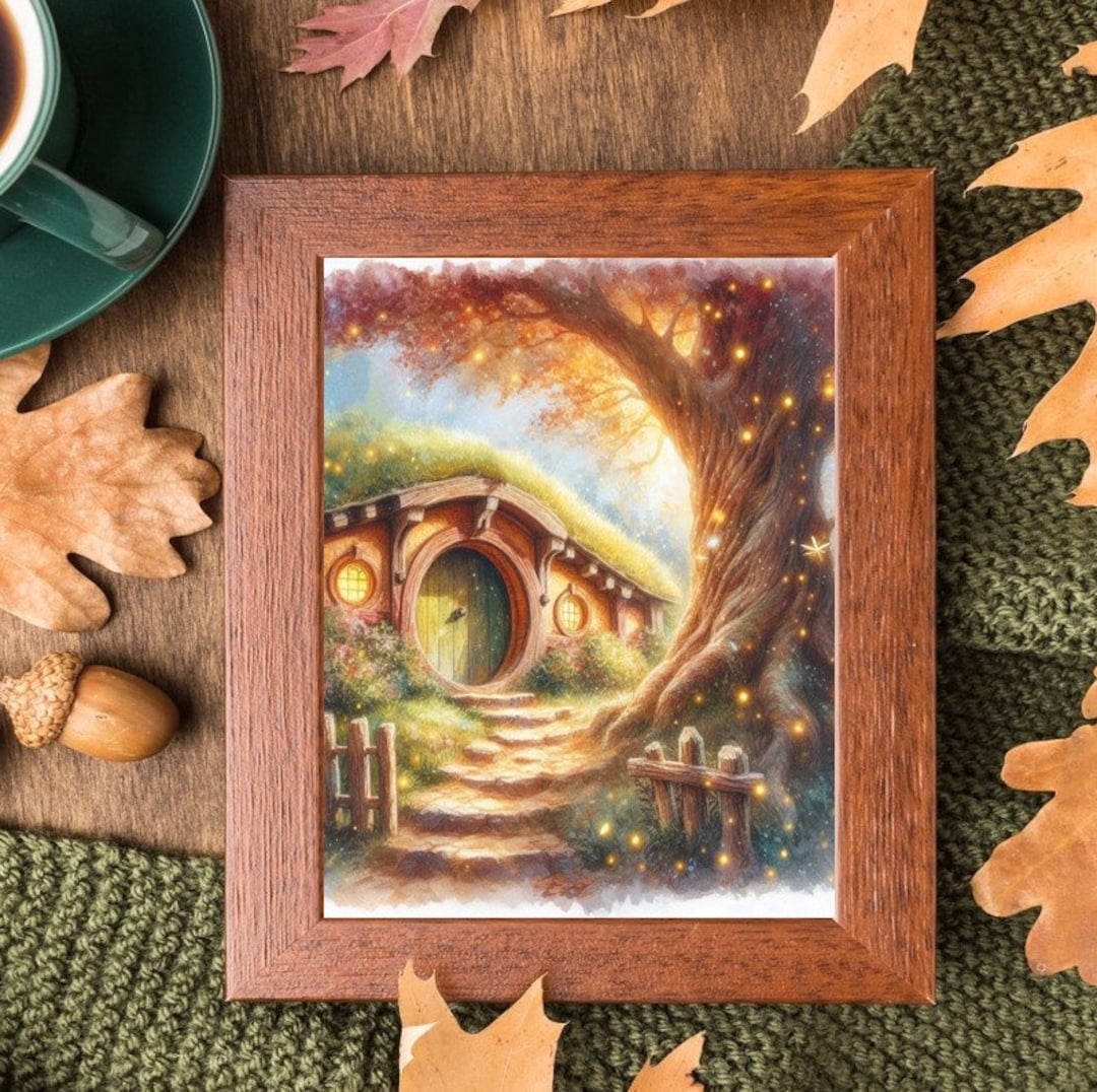 Hobbit Green Door Hole Hovel Home Lord of the Rings Magical Autumn Tree ...