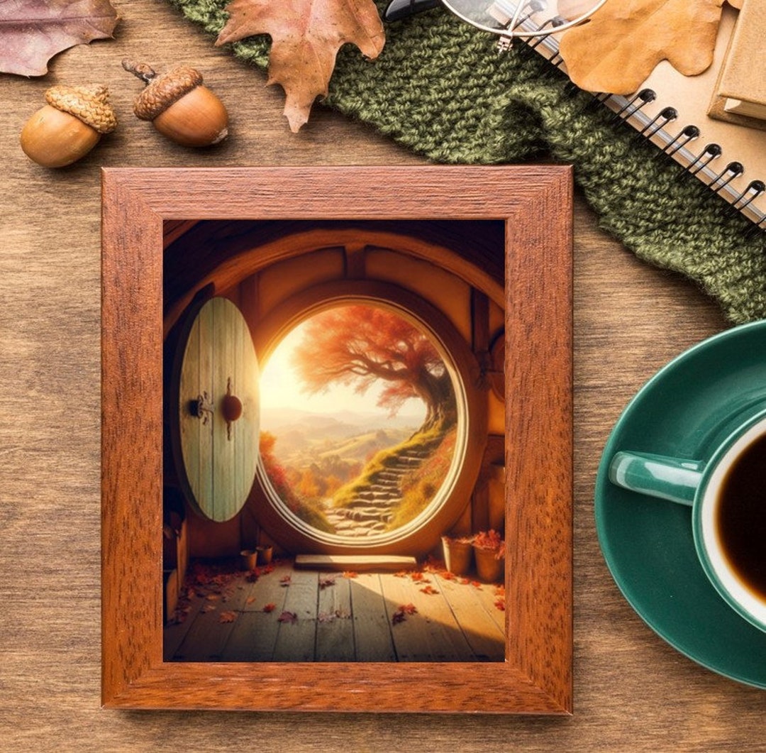 Hobbit Green Door Hole Hovel Home Lord of the Rings Autumn Tree Leaves ...