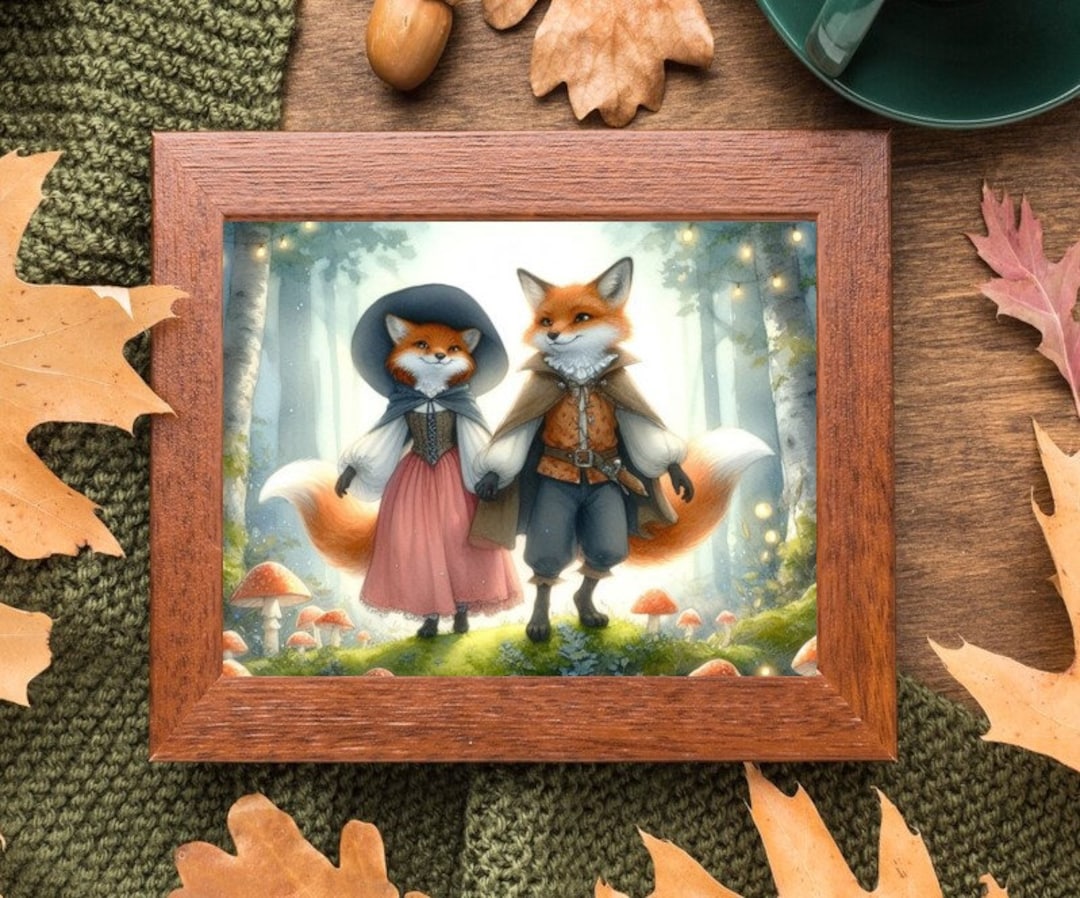 Magical Forest Red Foxes in Enchanted Forest Woodland Creatures Vintage ...