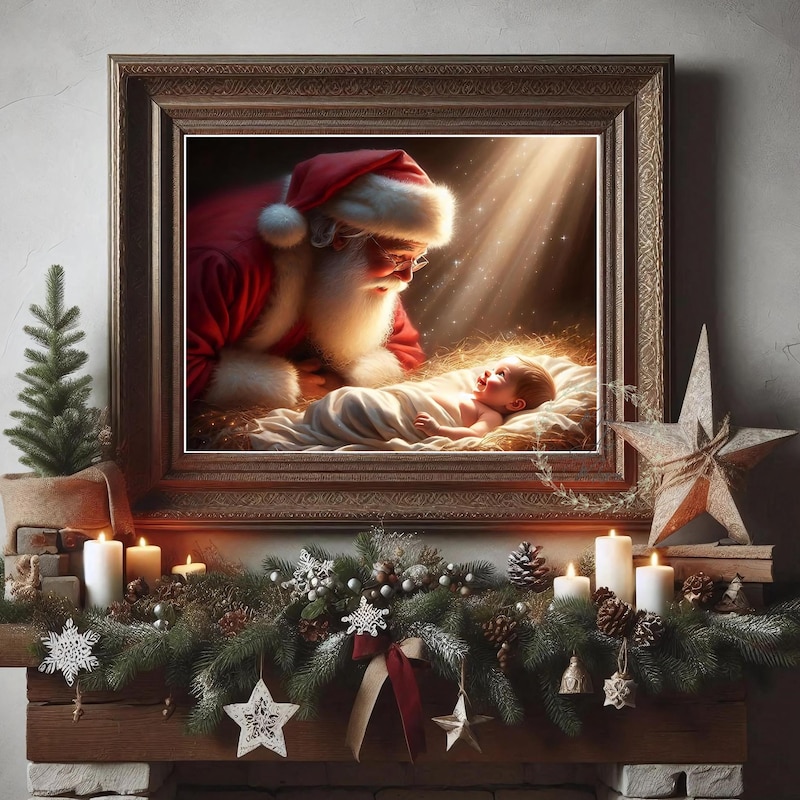 Santa and Christ Print - Etsy