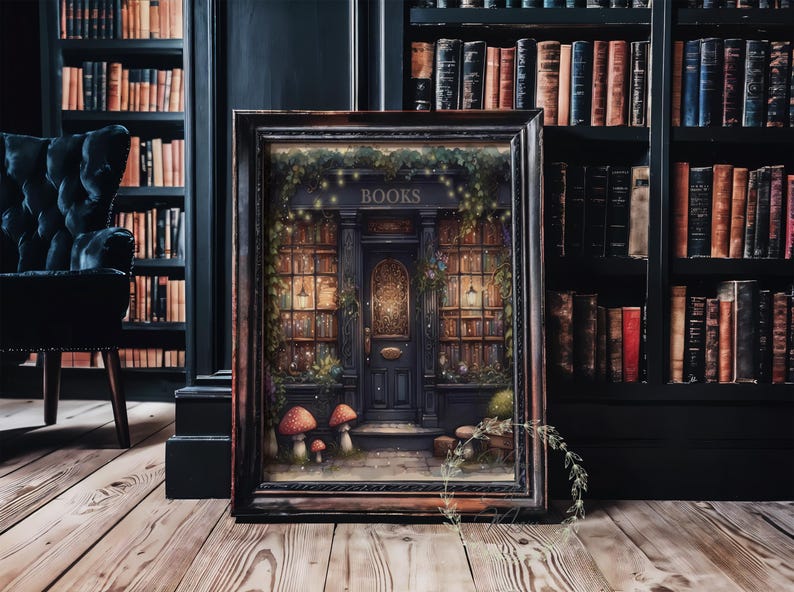 Cozy Fantasy Magic Bookstore Cottagecore Village Book Shop Coffee Cafe ...
