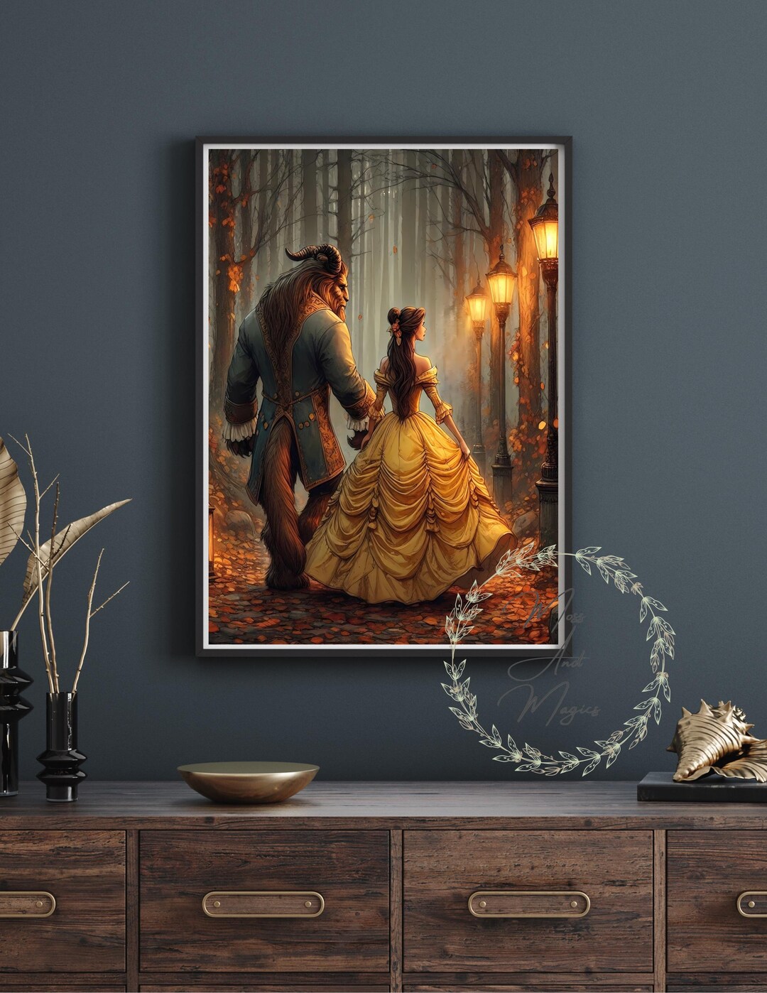 Beauty and the Beast Princess Belle Autumn Walk Fairy Tale Fantasy Dark ...