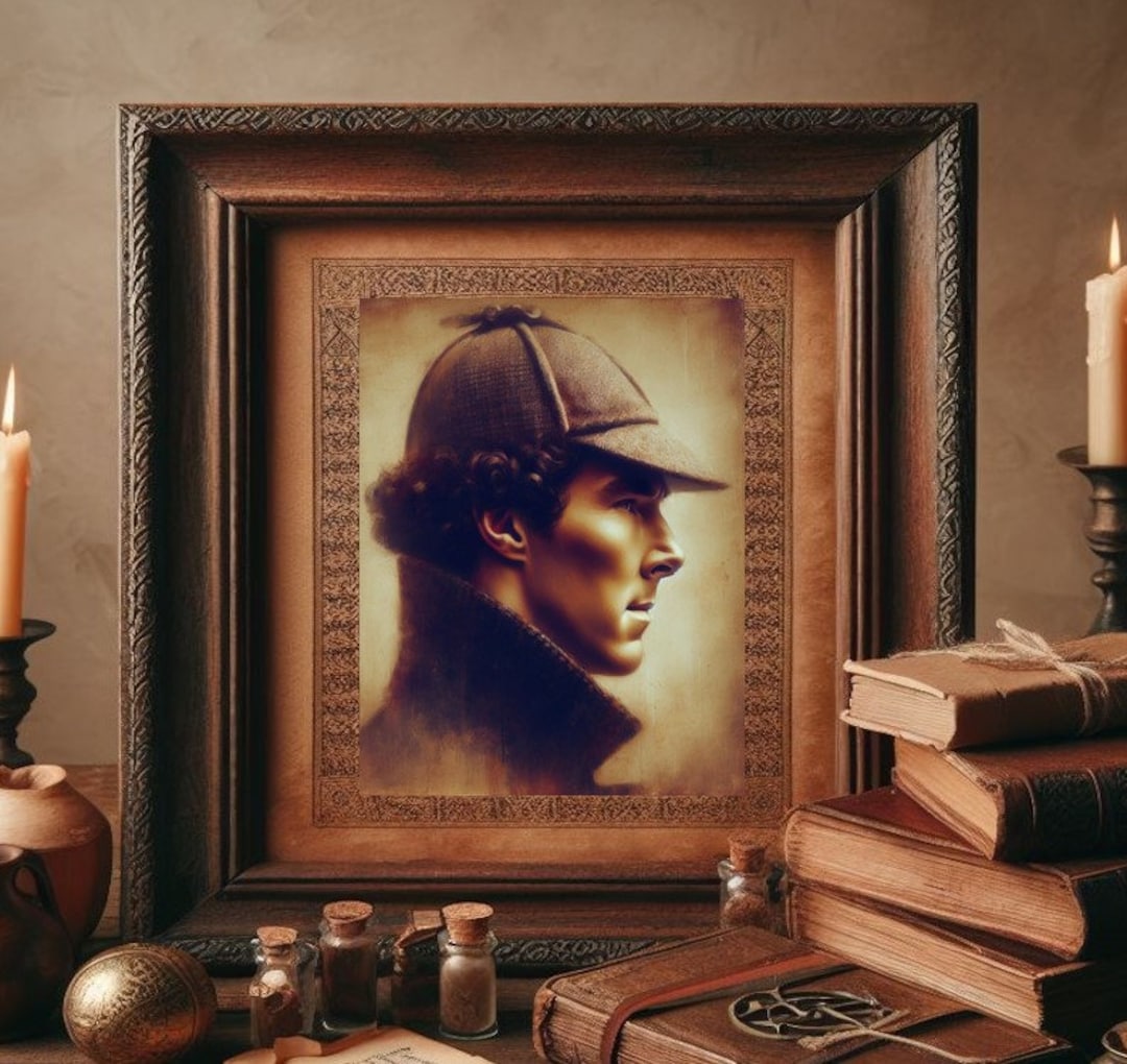 Sherlock Holmes Benedict Cumberbatch Side Profile Vintage Painting ...