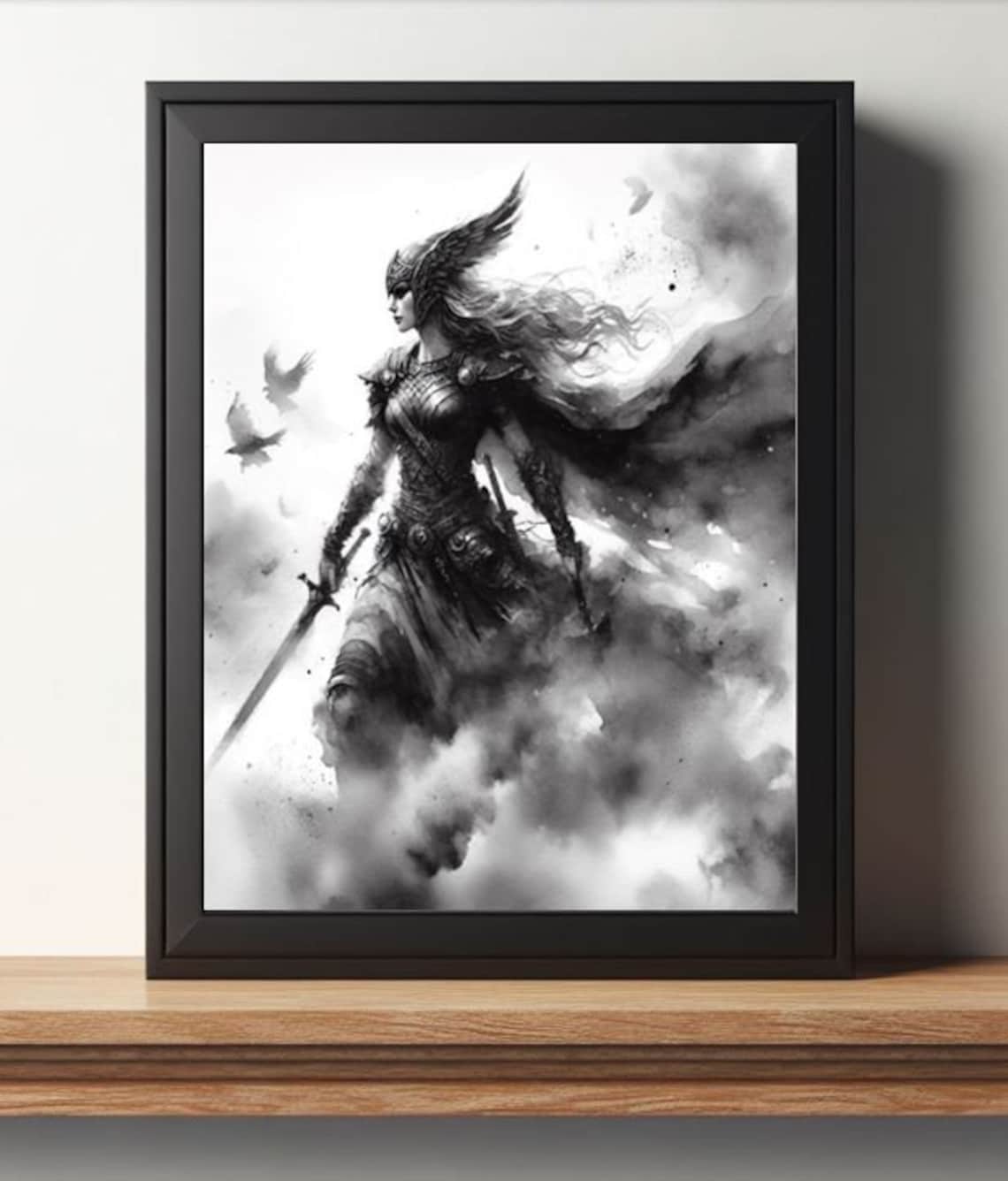 Medieval Valkyrie Warrior Viking Woman , Dark Fantasy Misty Fog Full ...