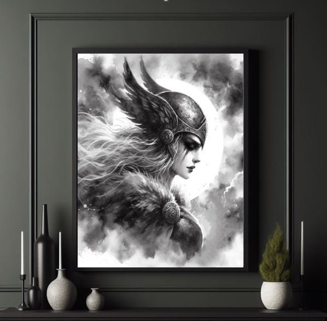 Medieval Valkyrie Warrior Viking Woman , Dark Fantasy Misty Fog Full ...