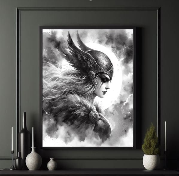Medieval Valkyrie Warrior Viking Woman , Dark Fantasy Misty Fog Full ...
