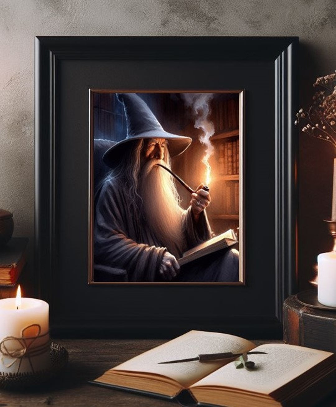Lord of the Rings Gandalf Smoking a Pipe & Reading a Book in Gondor ...
