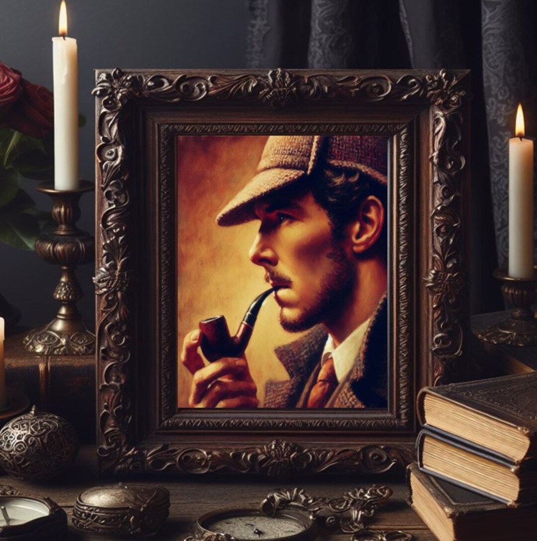 Sherlock Holmes Benedict With Beard Stubble Side Profile Pipe Vintage ...