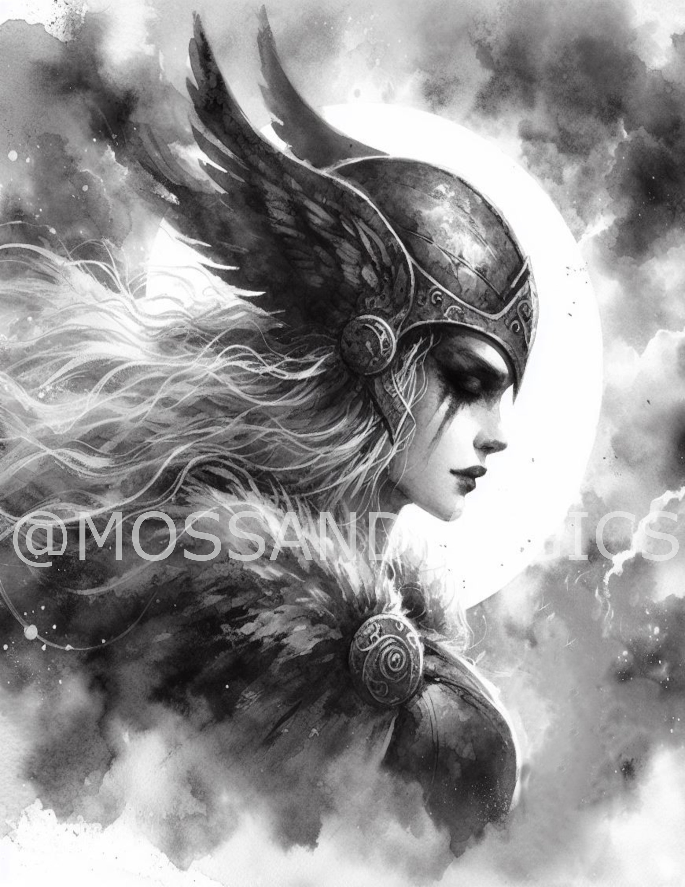 Medieval Valkyrie Warrior Viking Woman , Dark Fantasy Misty Fog Full ...