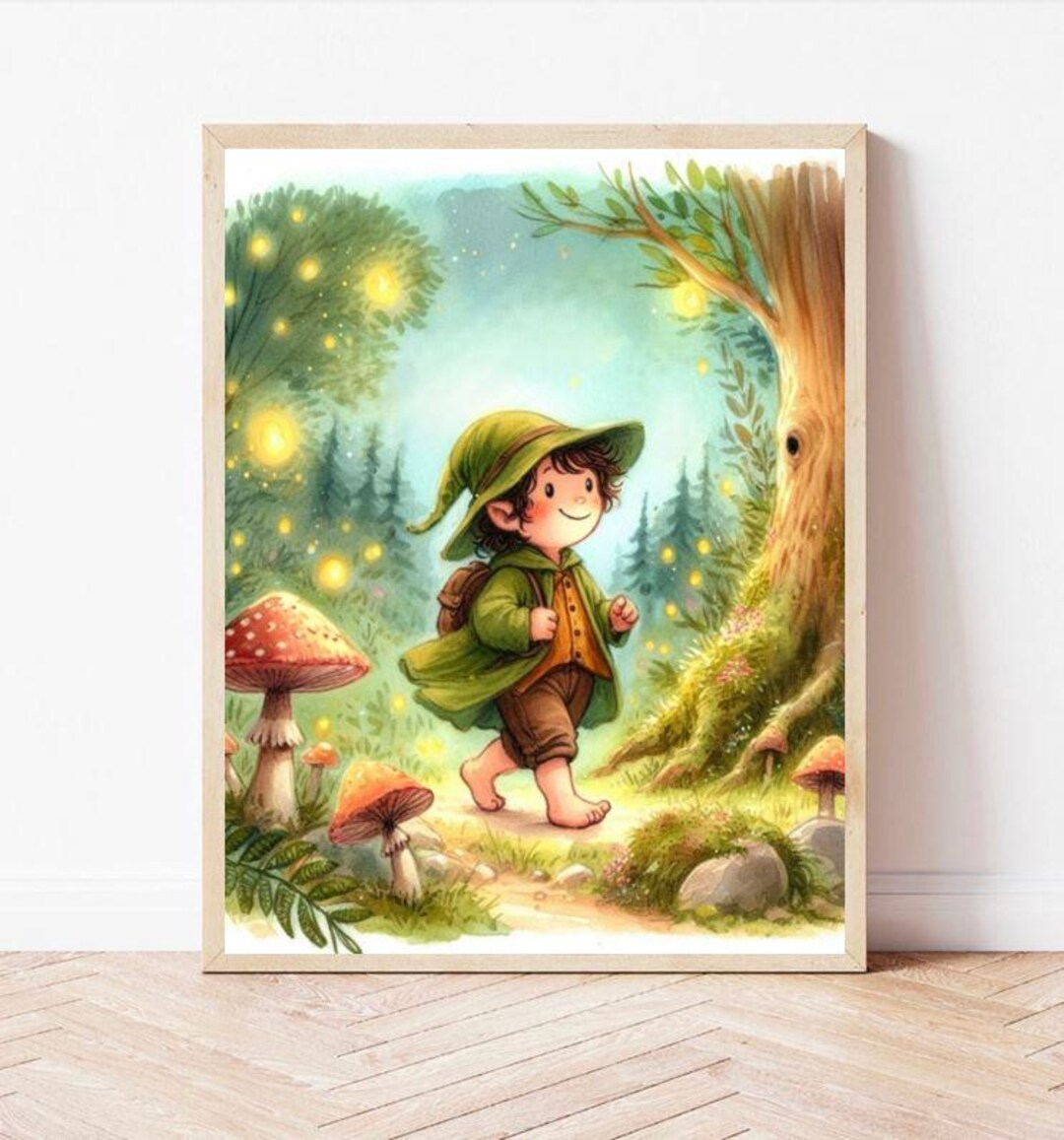 Boy Hobbit in Forest Lord of the Rings Tolkien Woodland Mushrooms ...
