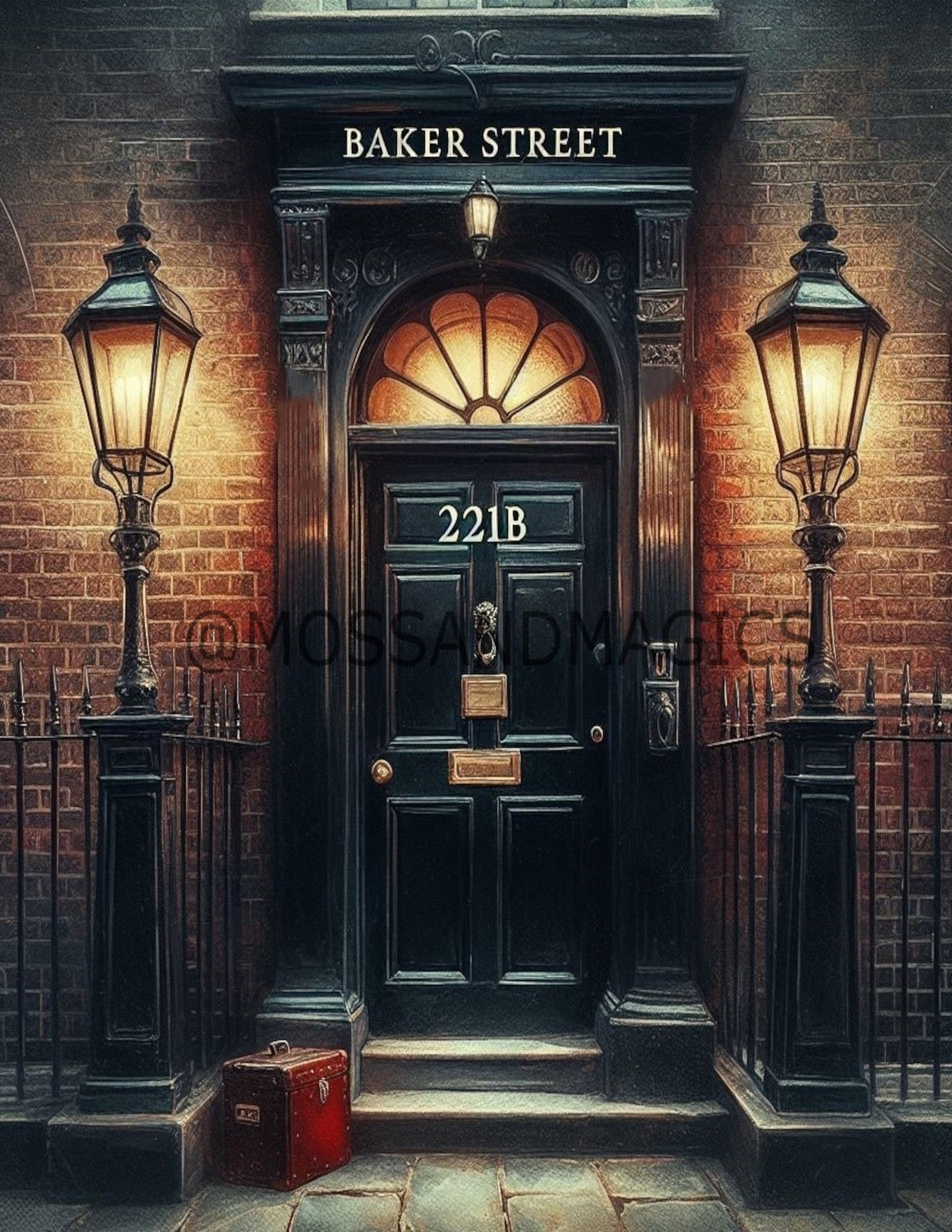 Sherlock Holmes 221 B Baker Street Door London Town Detective Night ...