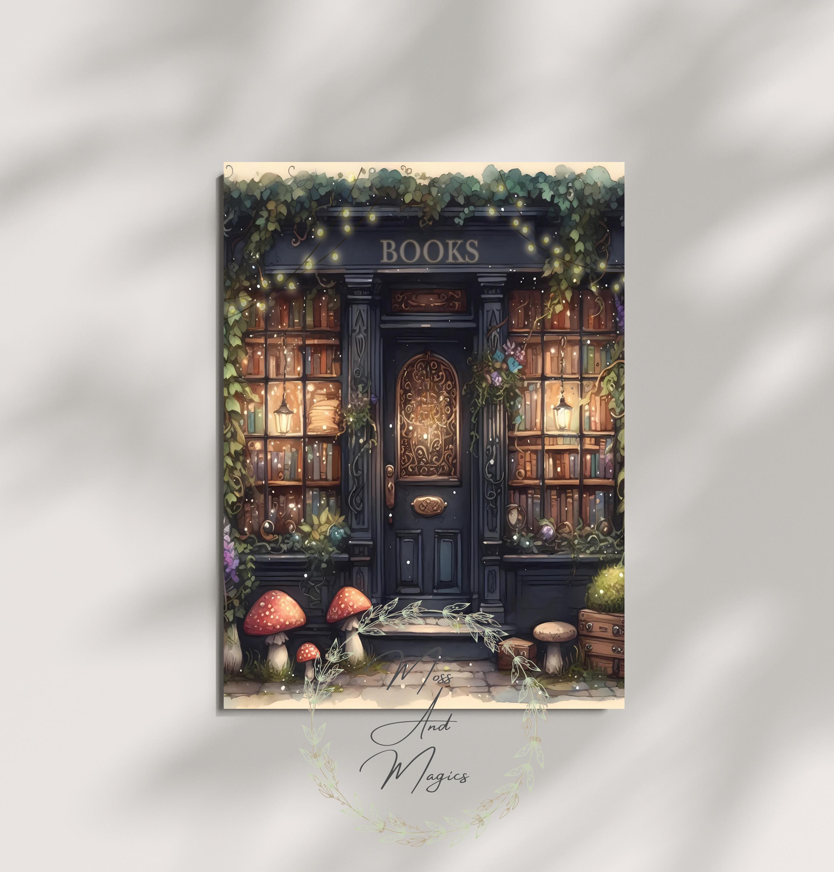 Cozy Fantasy Magic Bookstore Cottagecore Village Book Shop Coffee Cafe ...