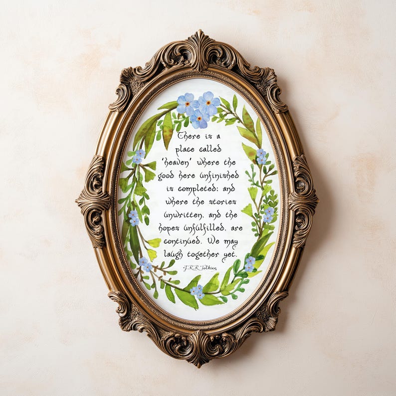 Heaven Tolkien Quote Lord of the Rings Hobbit Watercolor Forget Me Not ...