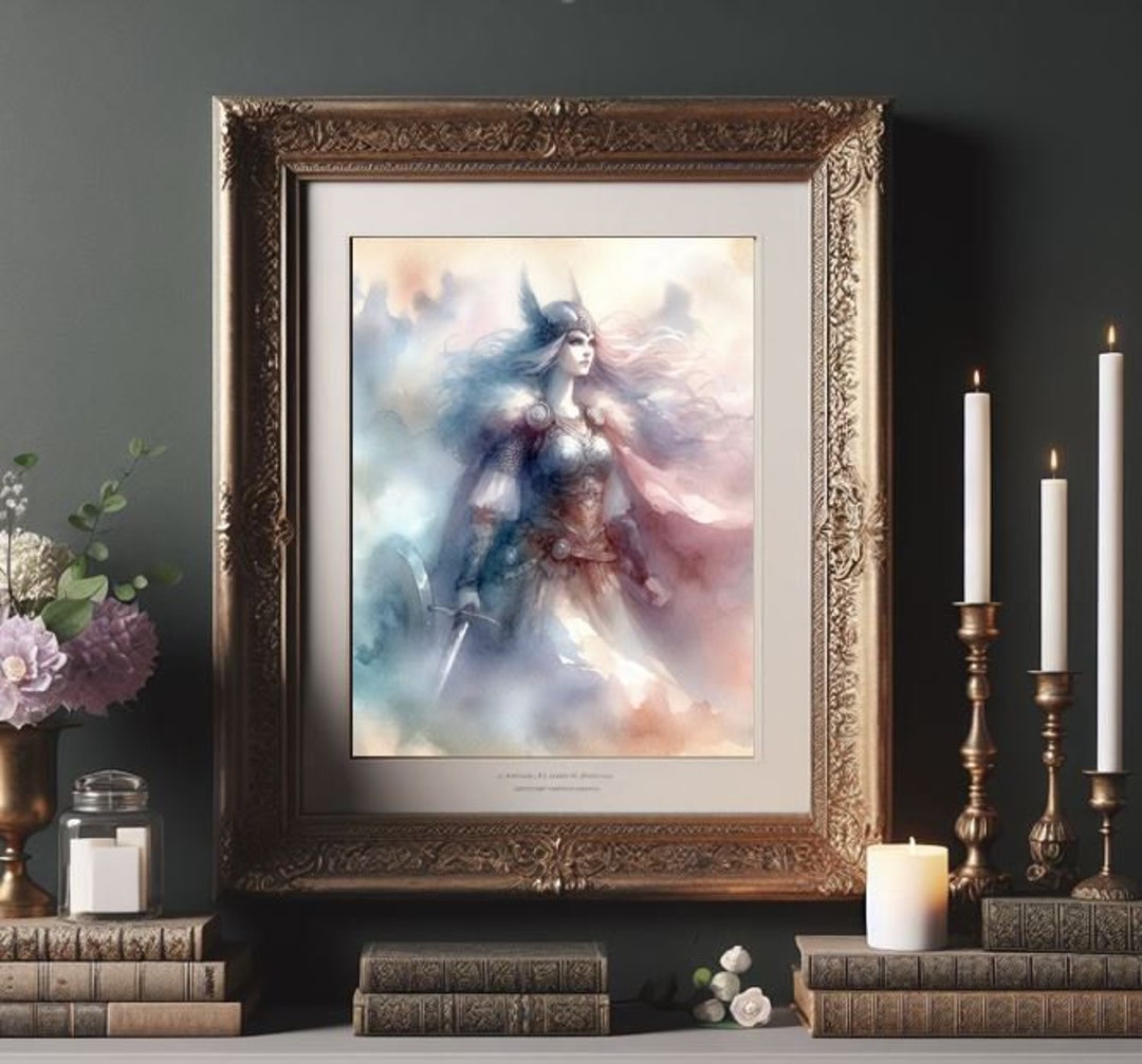 Medieval Valkyrie Warrior Viking ,dark Fantasy Misty Fog Full Moon ...