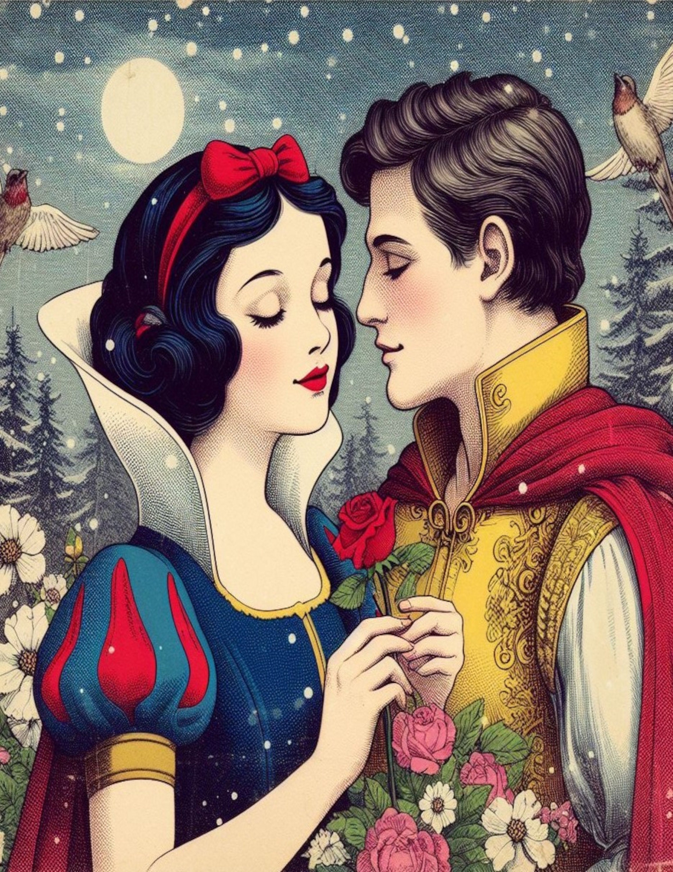 Snow White Princess and Prince Woods Medieval Renaissance Vintage Fairy ...